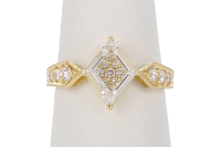 18 Karat Yellow Gold and Portrait Cut Diamond Fashion Ring 1.56 Carat ...
