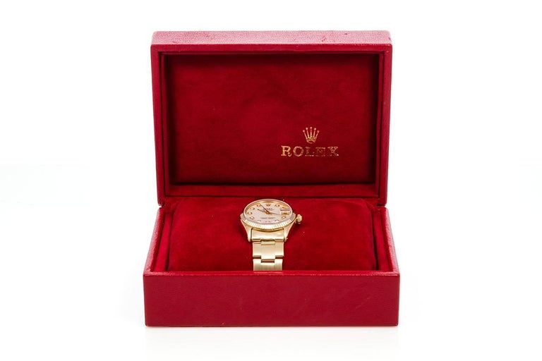 Rolex Yellow Gold Diamond Dial Mother-of-Pearl Datejust Wristwatch Ref ...