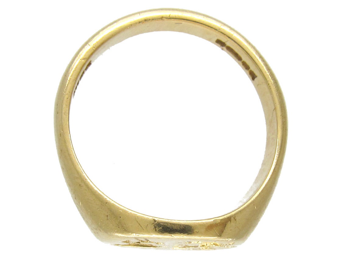 Double Crested Gold Signet Ring at 1stDibs