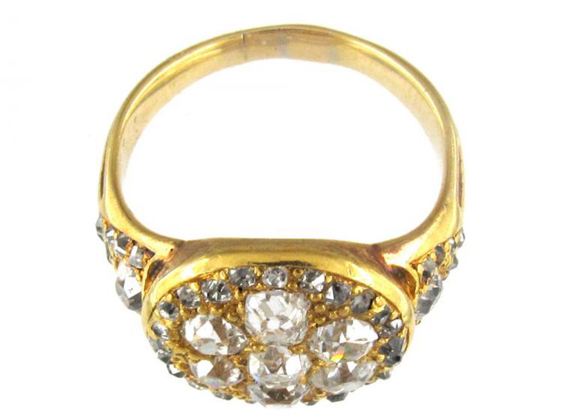 Large Victorian Diamond Gold Cluster Ring For Sale at 1stDibs