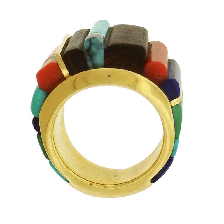 Verma Nequatewa Sonwai Gold Gemstone Hopi Ring For Sale at 1stDibs ...