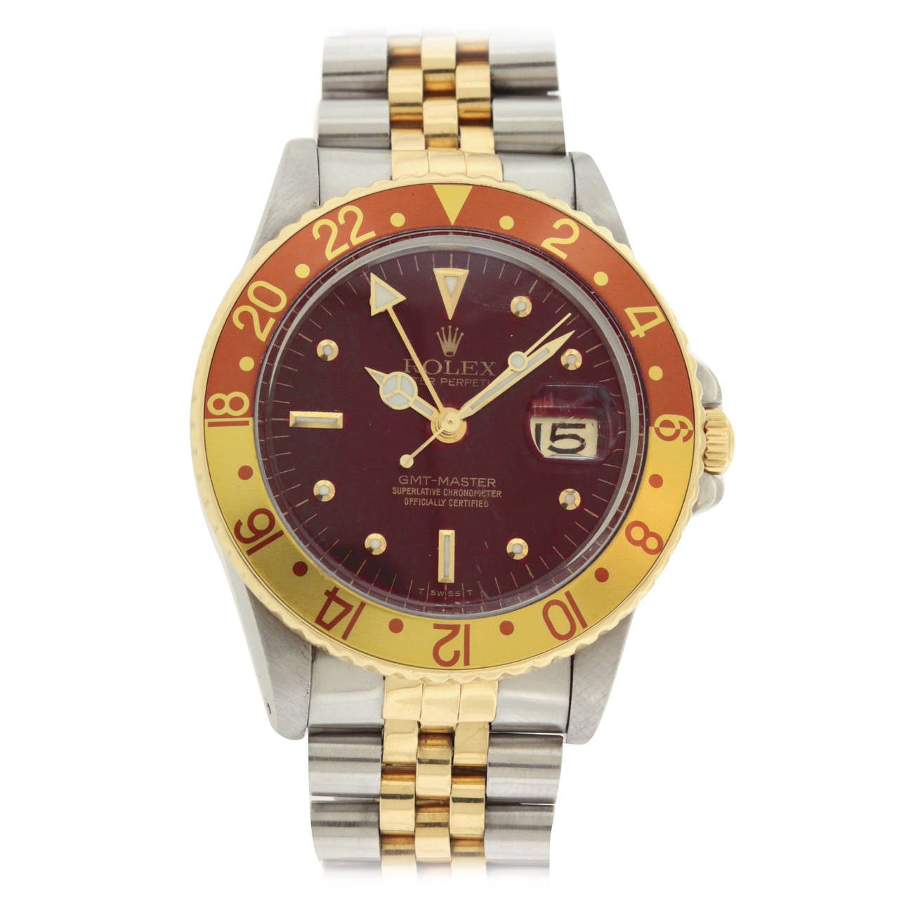 Rolex Yellow Gold Stainless Steel "Root Beer" GMT-Master Automatic ...