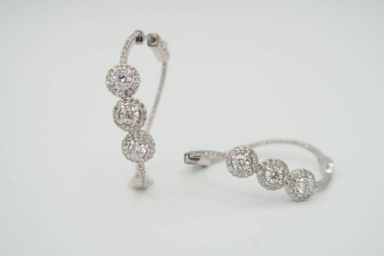 Boon Signature Triple Diamond Twisted Hoops in White Gold at 1stDibs