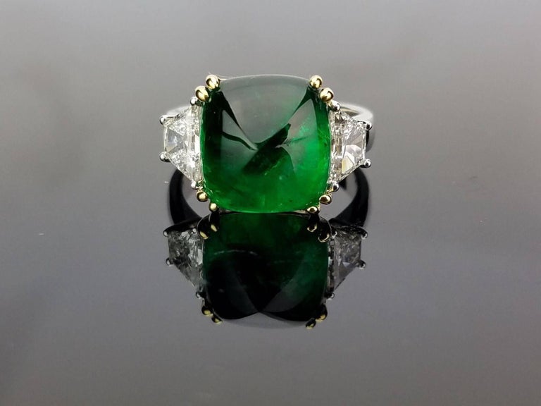 Zambian Emerald Sugarloaf with Diamond Cocktail Ring at 1stDibs ...