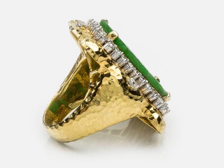 Carved Jade Diamond Gold Ring at 1stDibs