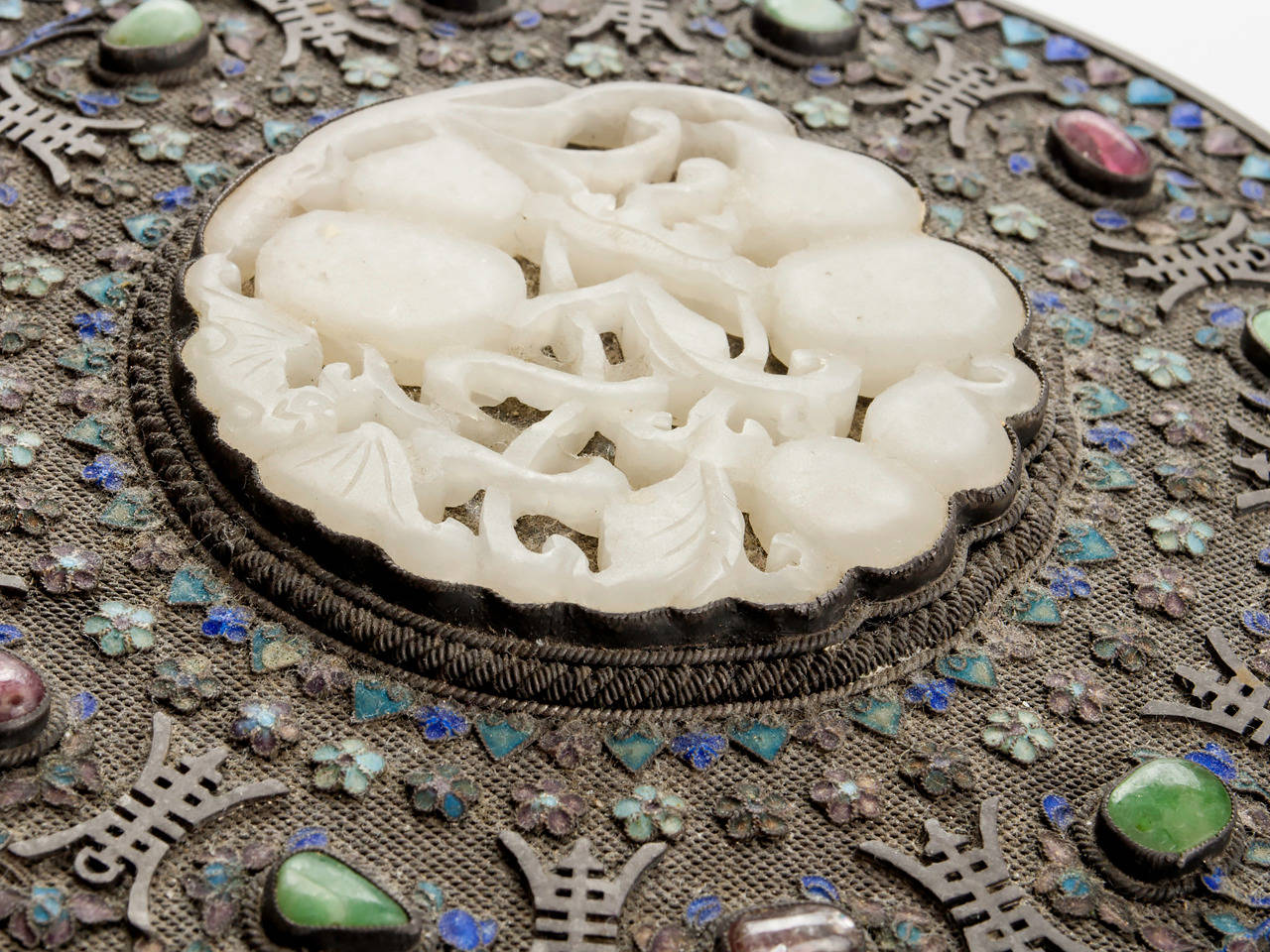 Fine Jade and Kingfisher Hand Mirror at 1stDibs