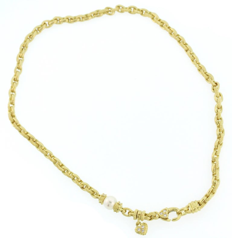 Judith Ripka Chain Necklace with Diamond and Gold Heart Enhancer at ...