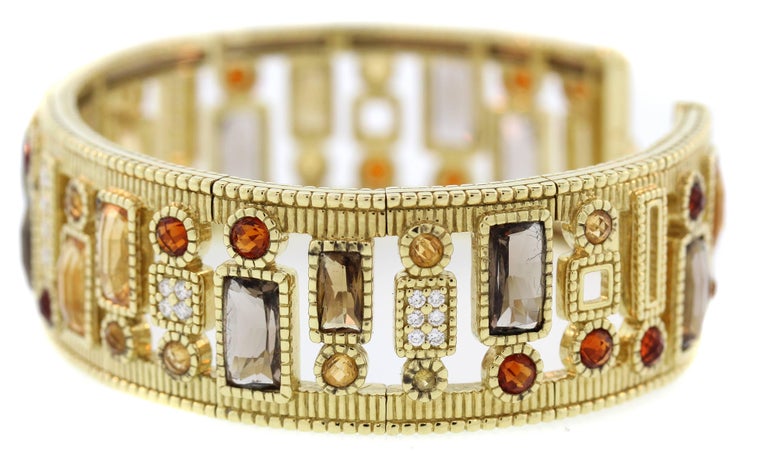 Judith Ripka Multi-Color Gemstone Diamond Cuff For Sale at 1stDibs ...