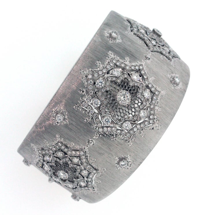 Buccellati White Gold and Diamond Cuff Bracelet at 1stDibs | buccellati cuff