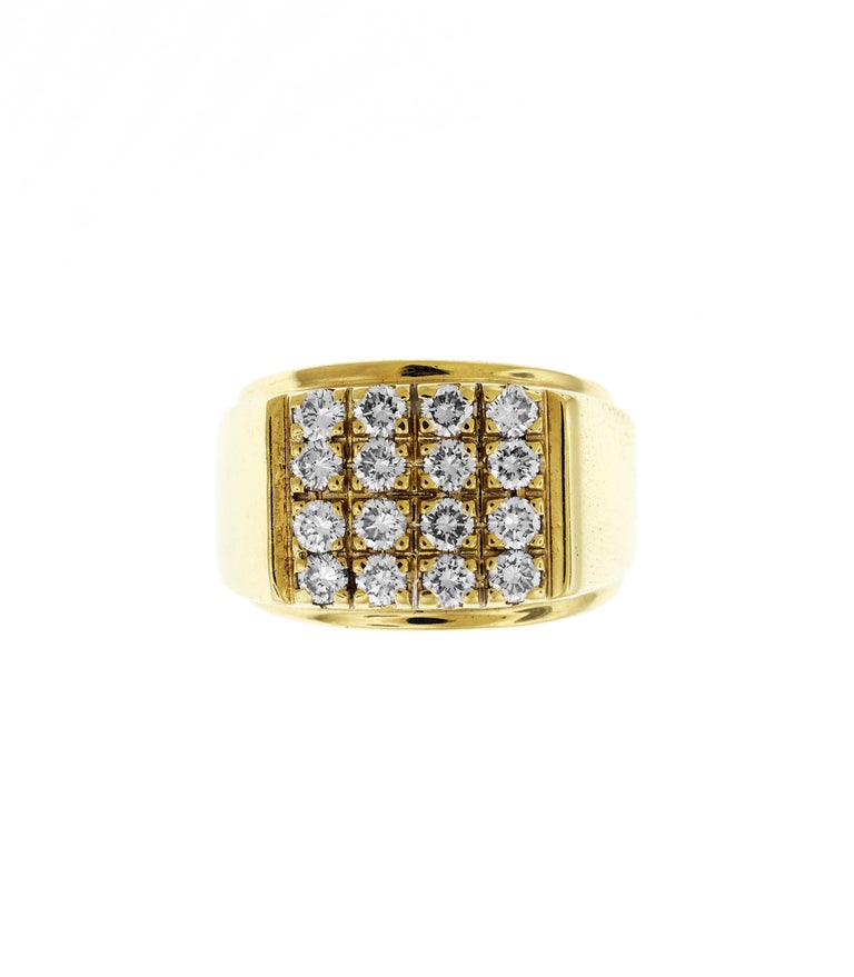 Yellow Gold and Diamond Men's Ring at 1stDibs