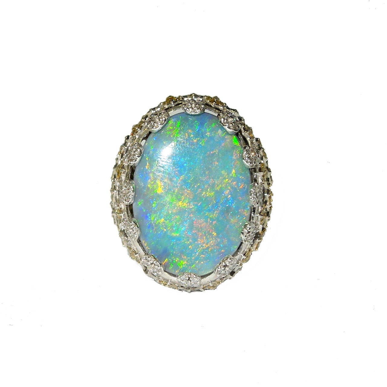 Stambolian Australian Color-Changing Fiery Opal Diamond Gold Ring For ...