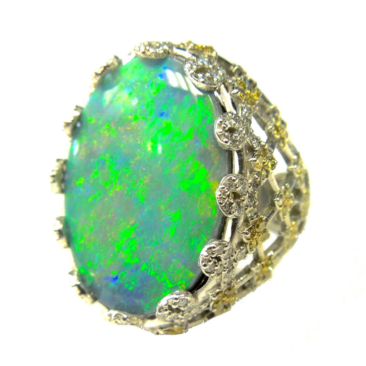 Stambolian Australian Color-Changing Fiery Opal Diamond Gold Ring For ...