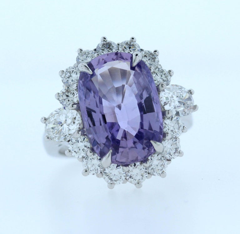9.22 Carat Natural Violet Purple Sapphire Diamond Platinum Ring For ...
