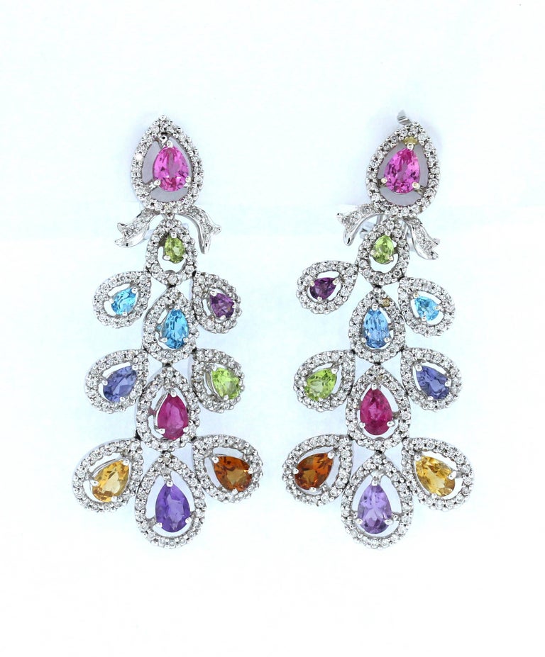 Multi-Color Gemstone Earrings For Sale at 1stDibs