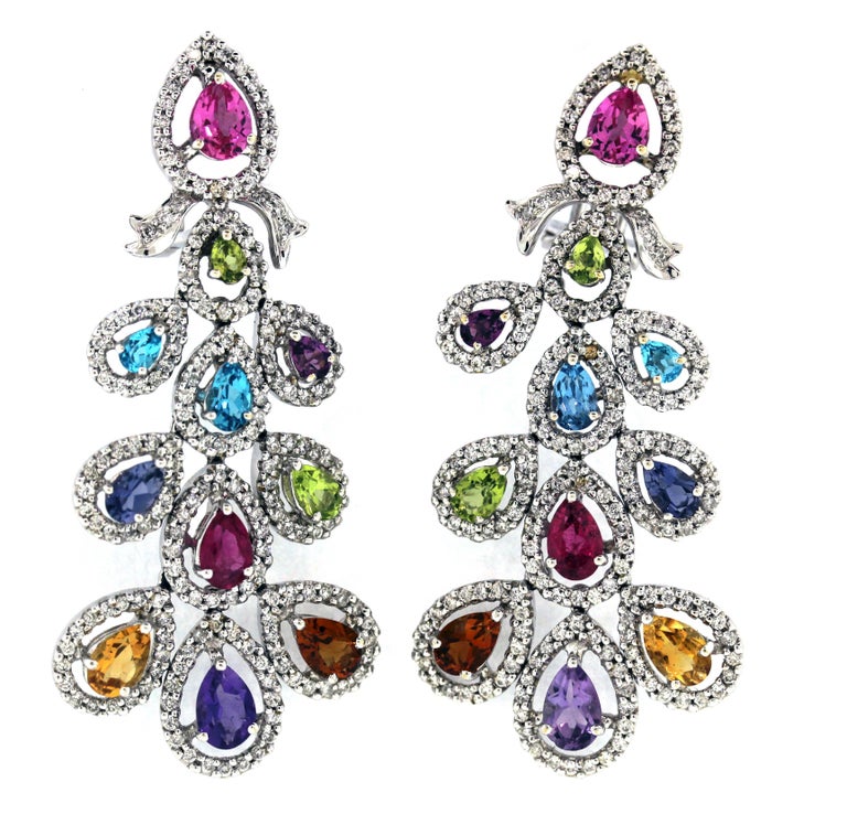 Multi-Color Gemstone Earrings For Sale at 1stDibs