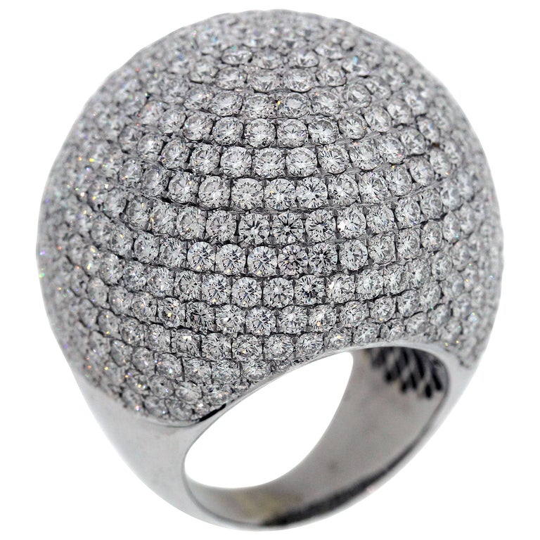 White Gold and Diamond Dome Ring For Sale at 1stDibs