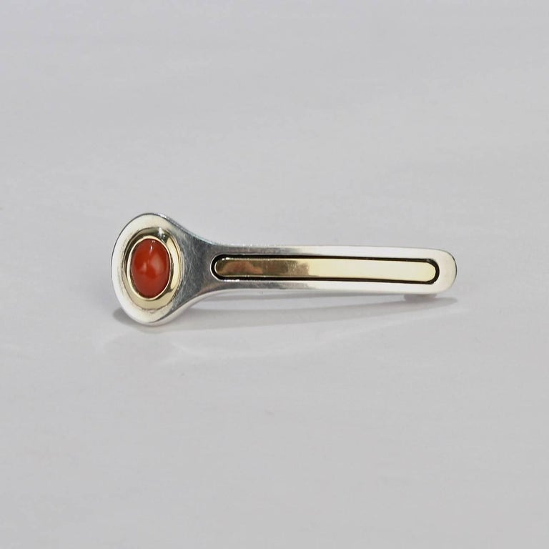 Cartier Sterling Silver, 18-Karat Gold and Red Coral Lapel Pin or ...