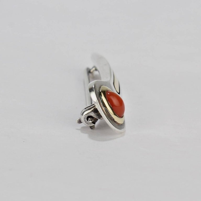 Cartier Sterling Silver, 18-Karat Gold and Red Coral Lapel Pin or ...