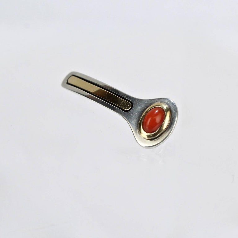Cartier Sterling Silver, 18-Karat Gold and Red Coral Lapel Pin or ...