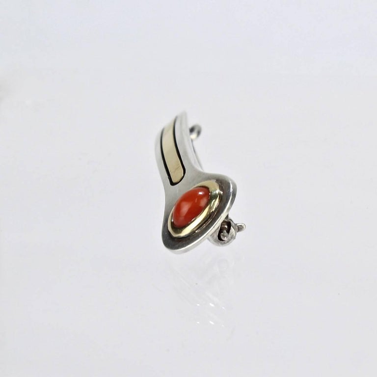Cartier Sterling Silver, 18-Karat Gold and Red Coral Lapel Pin or ...