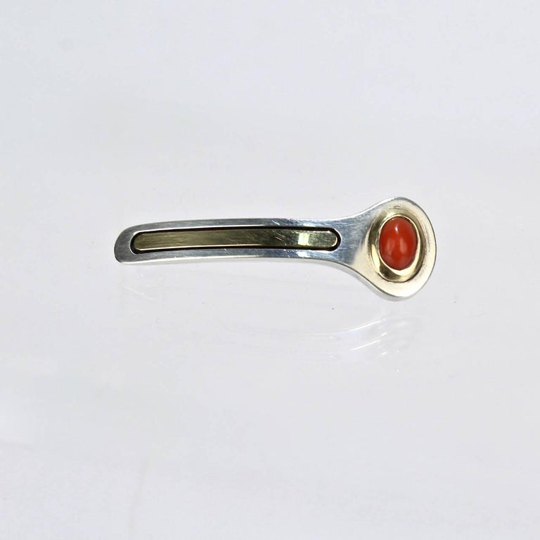 Cartier Sterling Silver, 18-Karat Gold and Red Coral Lapel Pin or ...