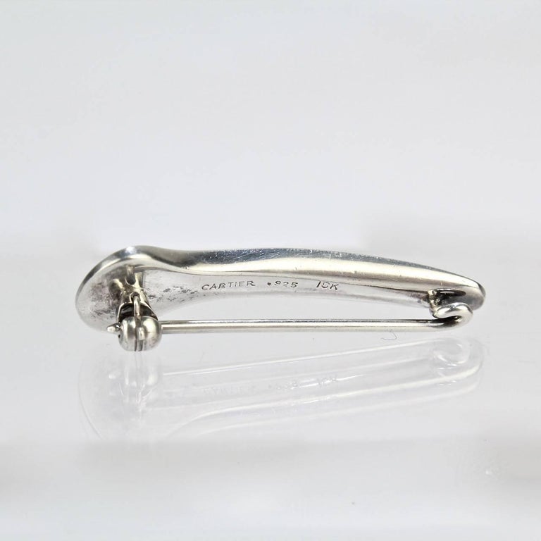 Cartier Sterling Silver, 18-Karat Gold and Red Coral Lapel Pin or ...