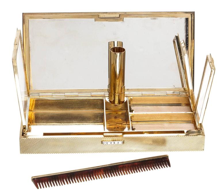 Cartier Collectible Diamond Solid Yellow Gold Cosmetic Case For Sale at ...