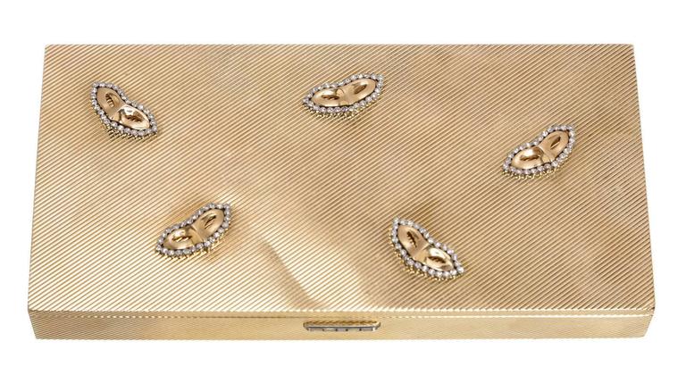 Cartier Collectible Diamond Solid Yellow Gold Cosmetic Case For Sale at ...