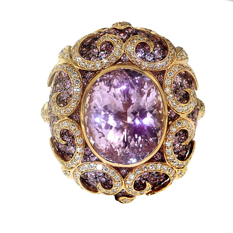 Zorab Creation 34.05 Carat Kunzite Spodumene Diamond Pink Sapphire ...