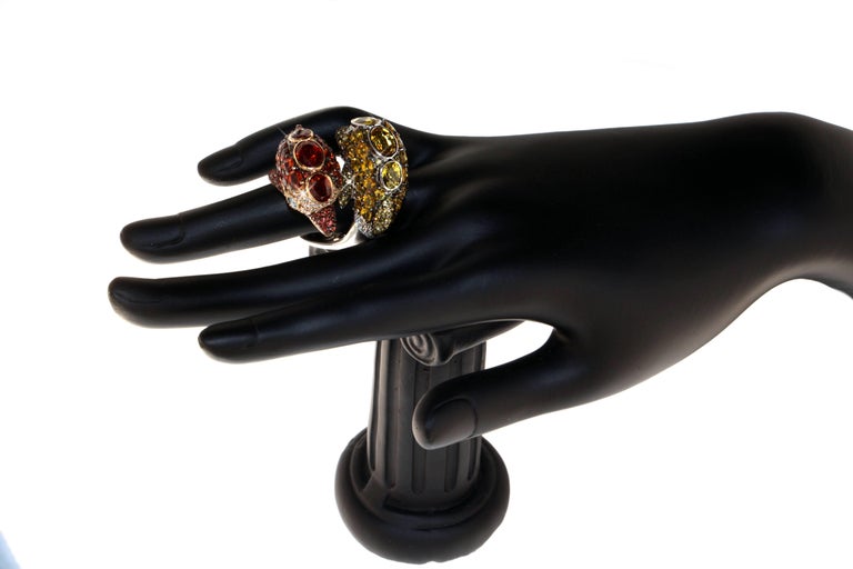 Zorab Creation Yellow and Orange Sapphire Dolphins Ring For Sale at 1stDibs