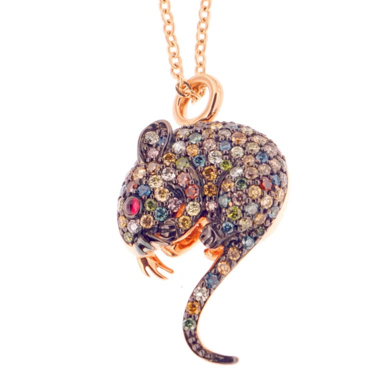 Zorab Creation Multicolored Diamond Mouse Pendant For Sale at 1stDibs