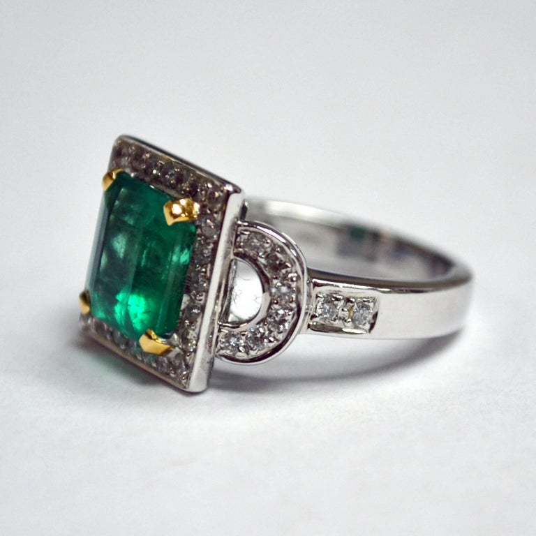 Asscher Cut Emerald Diamond 18 Karat Gold Ring For Sale at 1stDibs ...