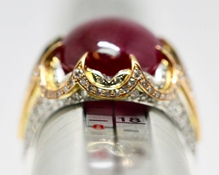 Natural Certified Large Ruby and Diamond Ring in 18 Carat White and ...