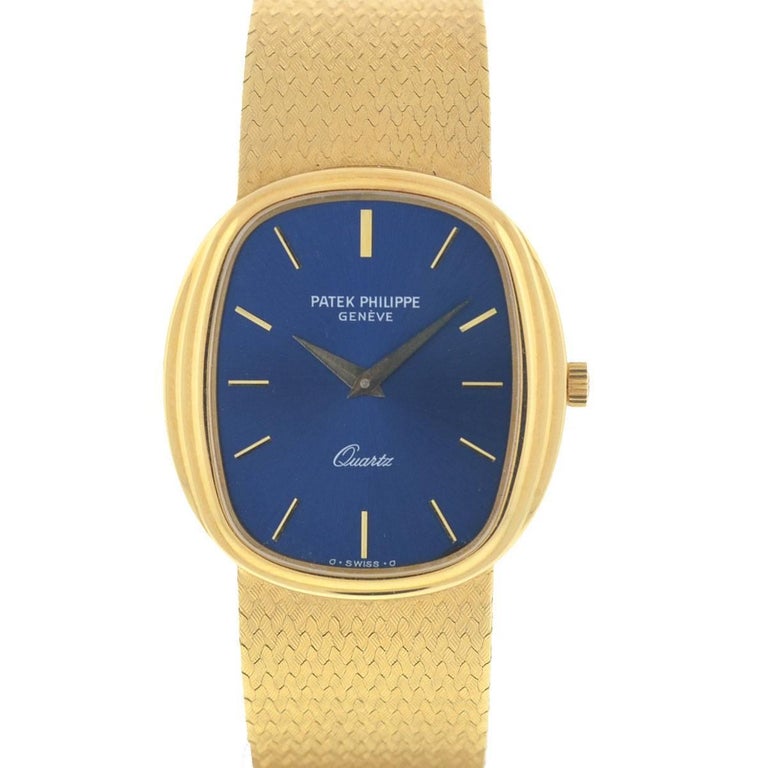 Patek Philippe 3857 18 Karat Yellow Gold Blue Dial Watch at 1stDibs ...