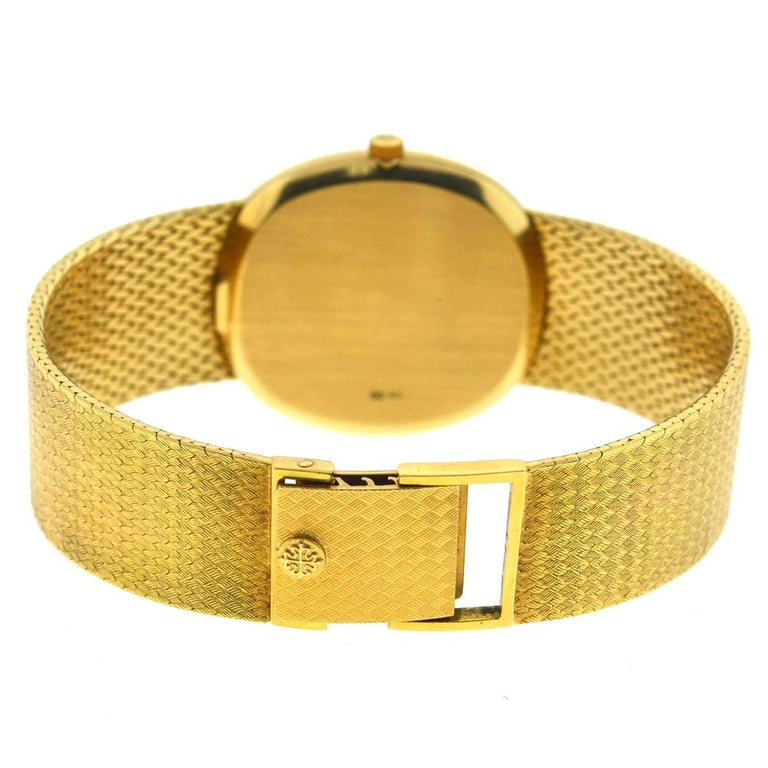 Patek Philippe 3857 18 Karat Yellow Gold Blue Dial Watch at 1stDibs ...