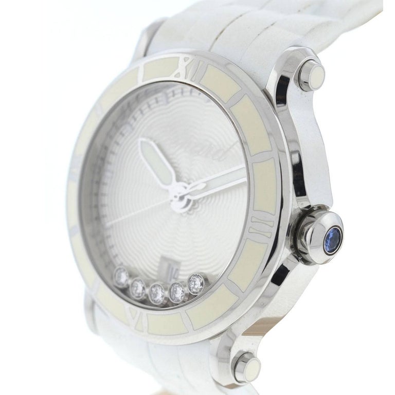 Chopard Floating Diamonds Stainless Steel Rubber Strap Watch at 1stDibs