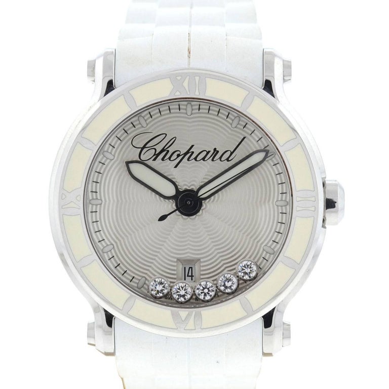 Chopard Floating Diamonds Stainless Steel Rubber Strap Watch at 1stDibs