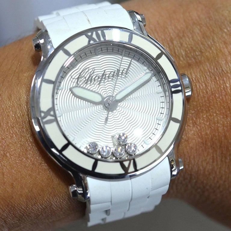 Chopard Floating Diamonds Stainless Steel Rubber Strap Watch at 1stDibs
