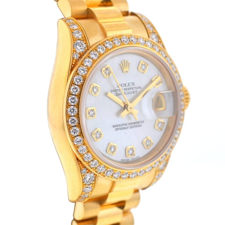 Rolex 179158 President Crown Collection 18k Yellow Gold MOP Diamond ...
