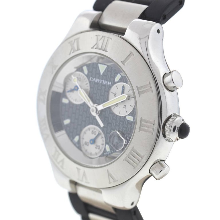 Cartier 21 Chronoscaph Stainless Steel Black Rubber Strap Watch at ...