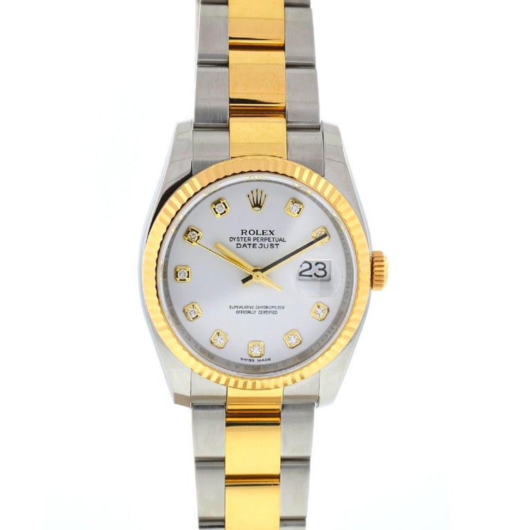 Rolex 69149 Tri-Color Ladies President Factory Diamond Watch at 1stdibs