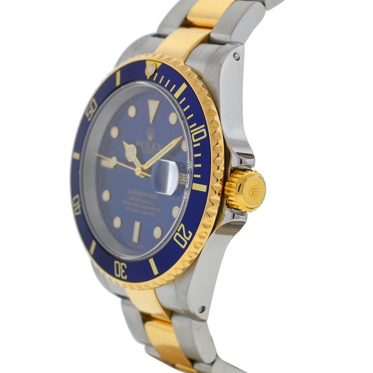Rolex 16613 Two-Tone Submariner Blue Dial Men's Watch at 1stDibs ...