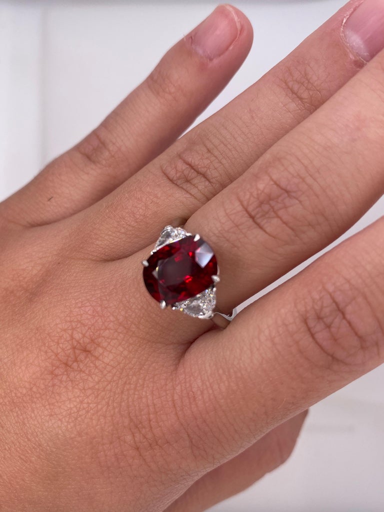 5.10 Carat Oval Red Ruby and Diamond Ring at 1stDibs
