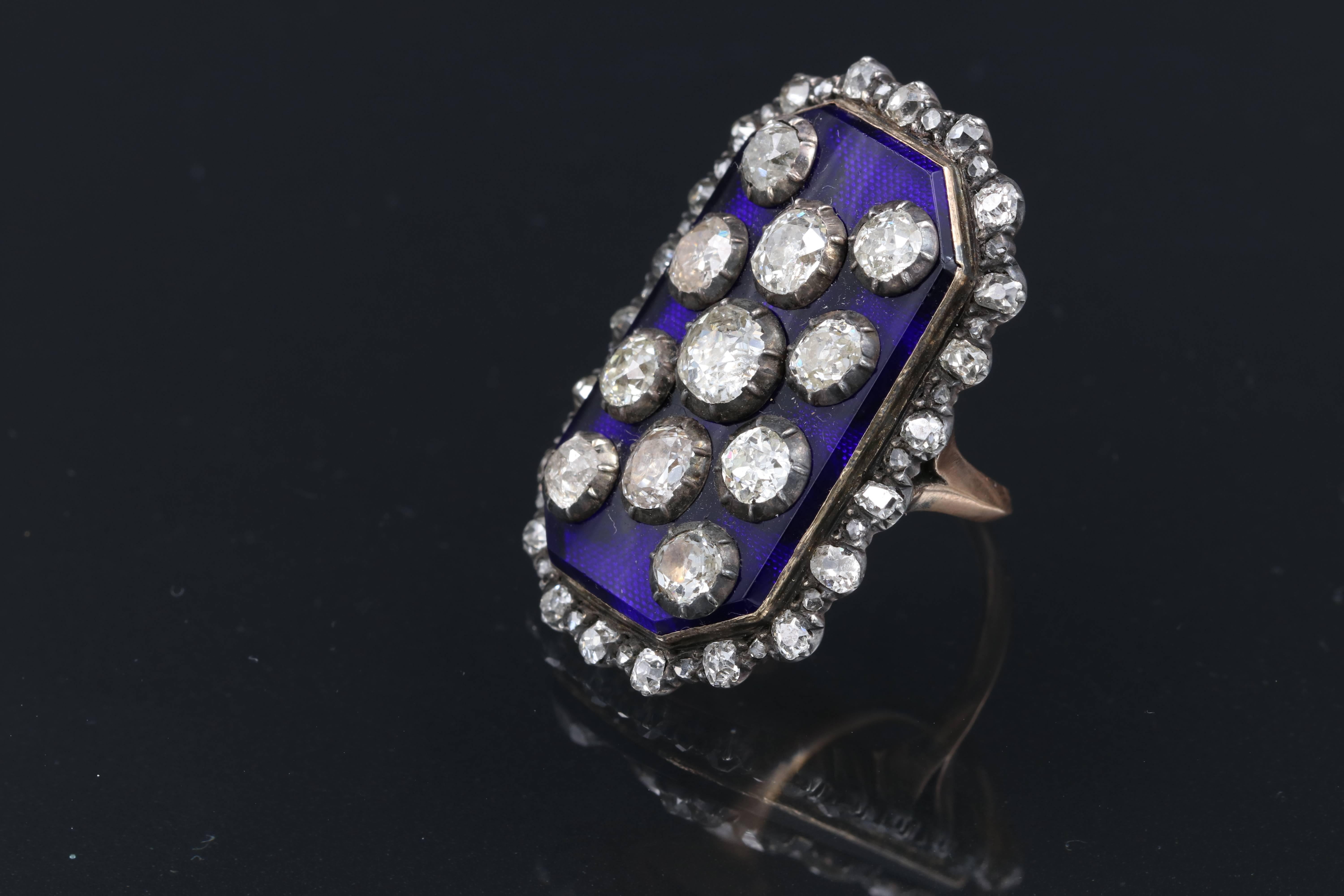 Rare Antique French Diamond Cobalt Blue Enamel ring circa 1790 at ...