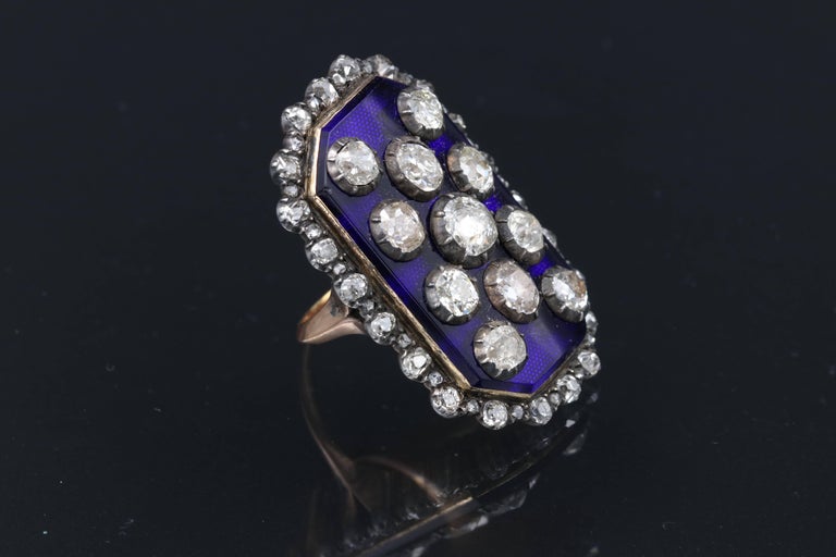 Rare Antique French Diamond Cobalt Blue Enamel ring circa 1790 at ...