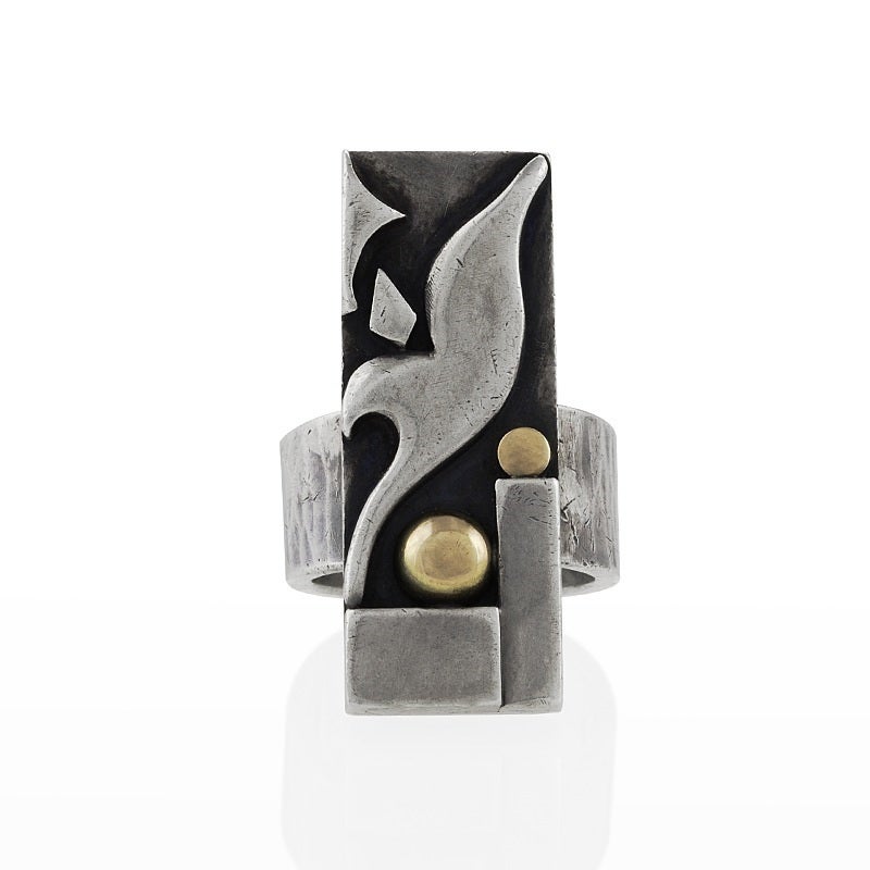 Jean Despres Mid-20th Century Silver Gold Ring at 1stDibs
