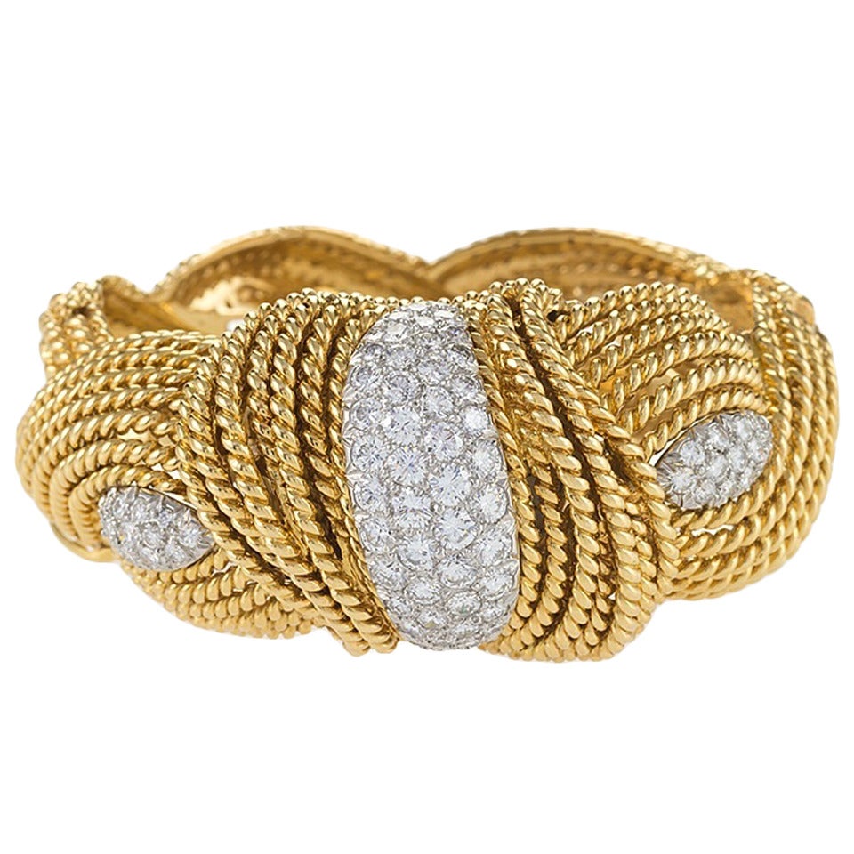 David Webb Mid-20th Century Diamond Gold Watch Bracelet at 1stDibs ...