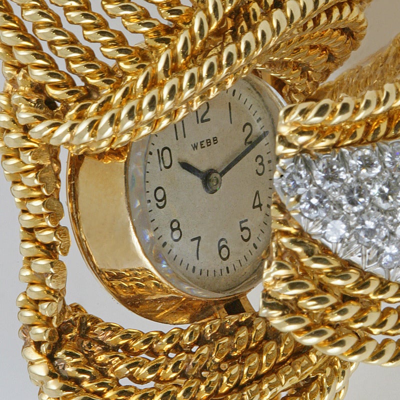 David Webb Mid-20th Century Diamond Gold Watch Bracelet at 1stDibs ...