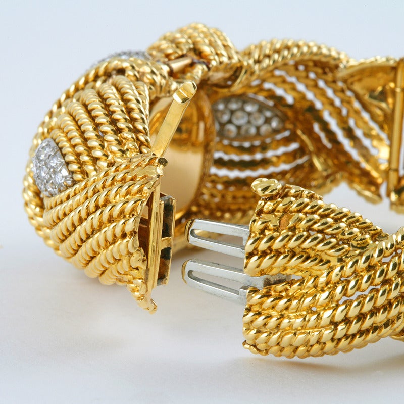 David Webb Mid-20th Century Diamond Gold Watch Bracelet at 1stDibs ...