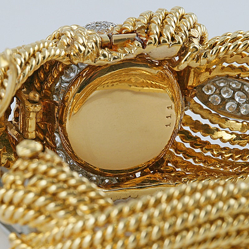 David Webb Mid-20th Century Diamond Gold Watch Bracelet at 1stDibs ...